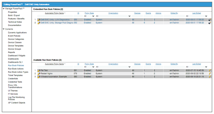 Dell EMC Unity Automation Policies