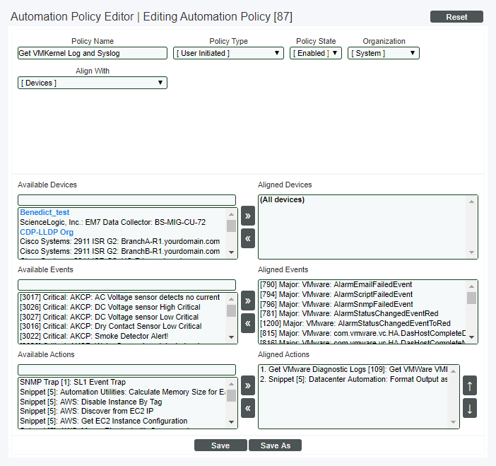 VMware Automation User-Initiated Policies