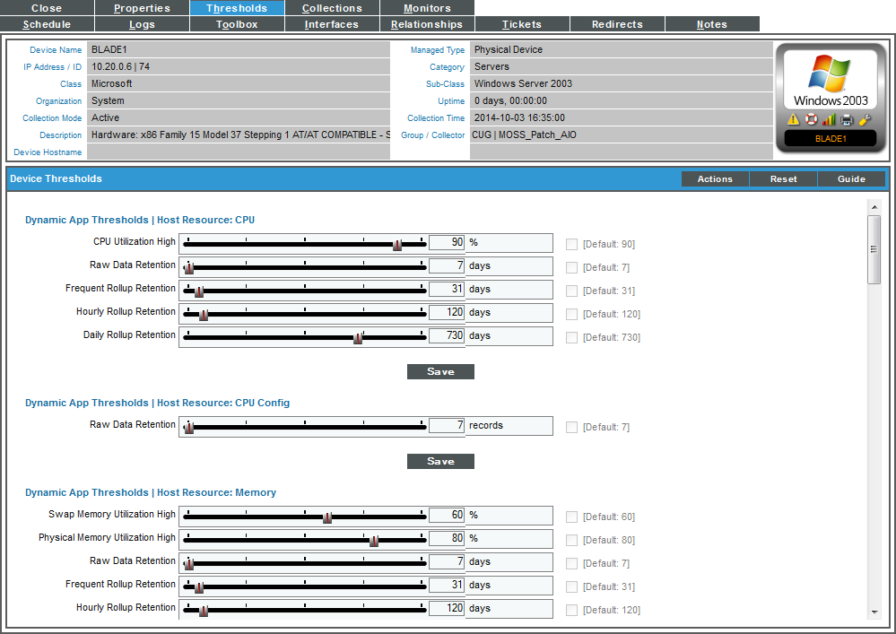 Example of a Database Performance Dynamic Application