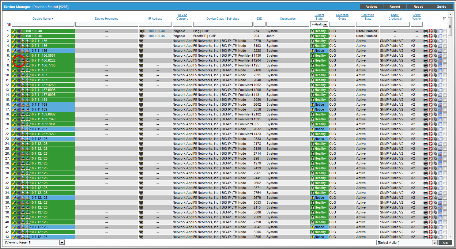 Viewing Details in the Device Reports Panel