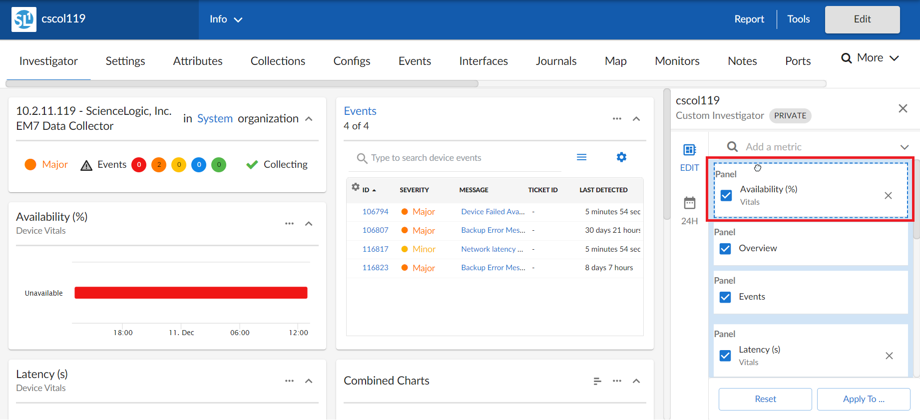 Using the Device Investigator