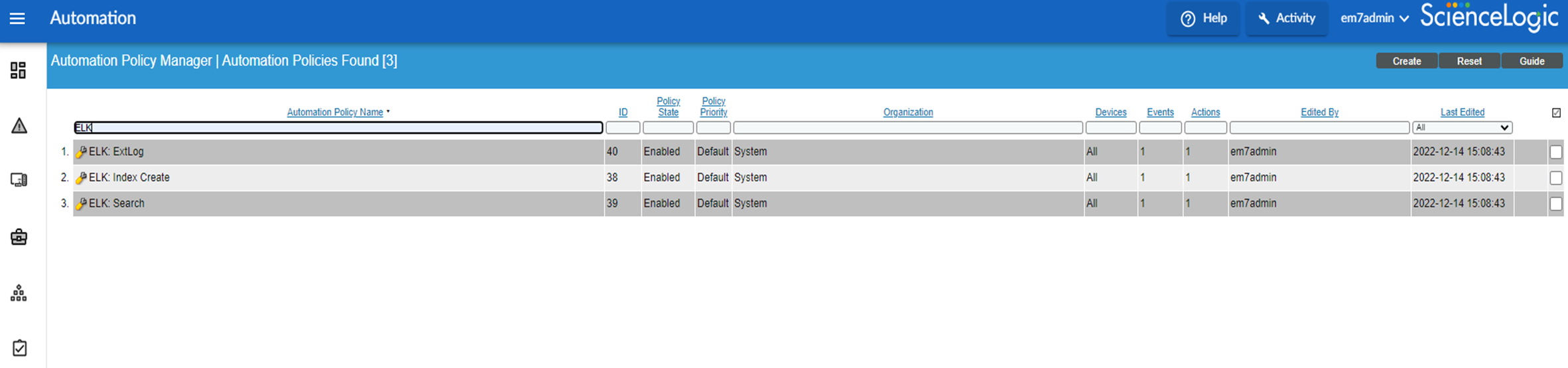 ELK Stack Automation Policies
