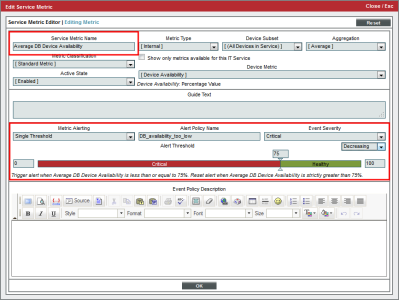 Example Using Device Availability, Device Latency, and Process Availability
