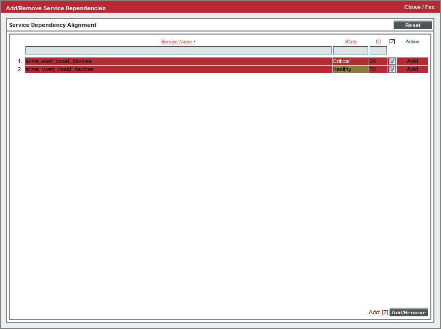 Example Using Service Dependencies