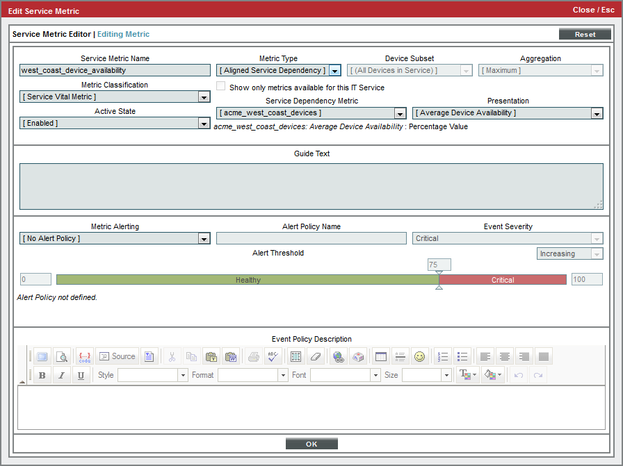 Example Using Service Dependencies