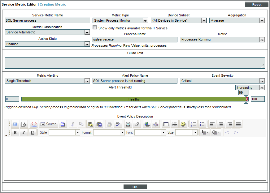 Example Using Device Availability, Device Latency, and Process Availability