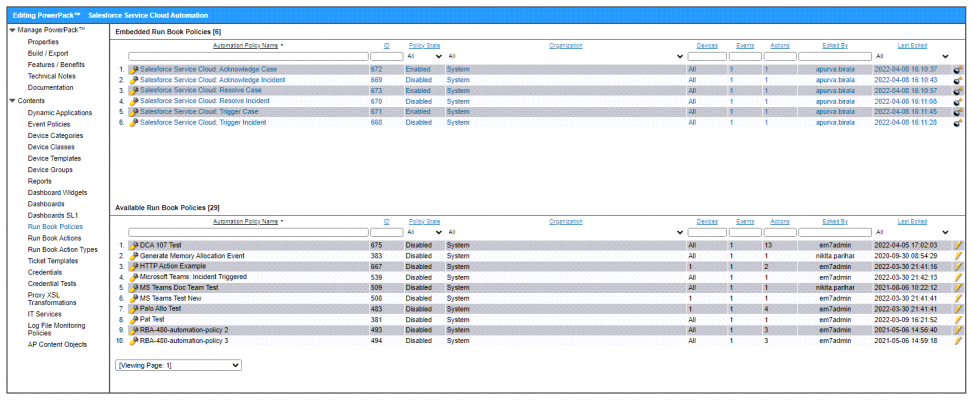 Salesforce Service Cloud Automation Run Book Automation Policies