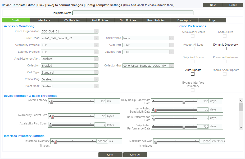 Configuring Device Templates